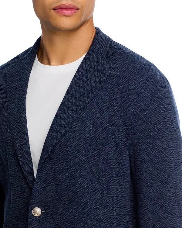 Eleventy Herringbone Cotton Jersey Soft Jacket - Navy
