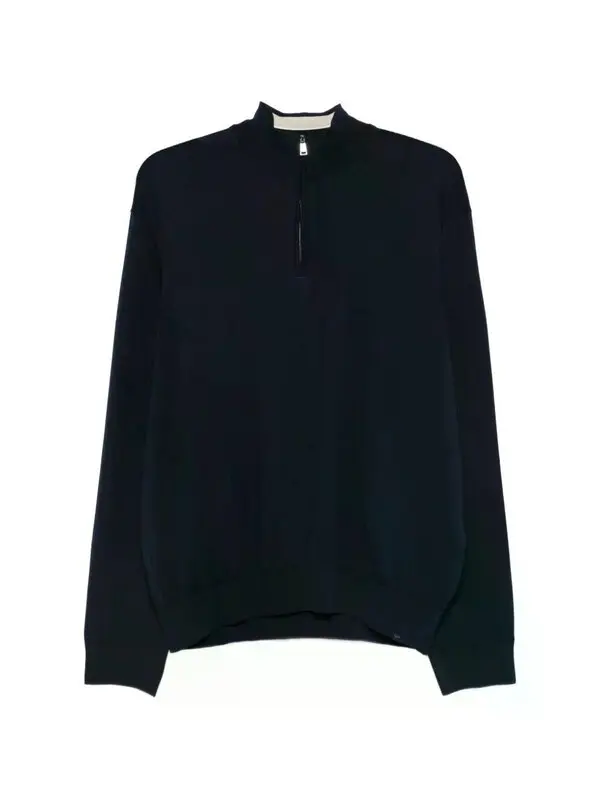 Paul & Shark Zip Mock Neck Sweater - Blue
