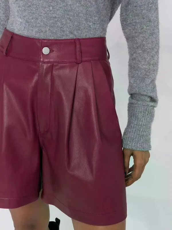 Red Valentino High-waisted Leather Shorts