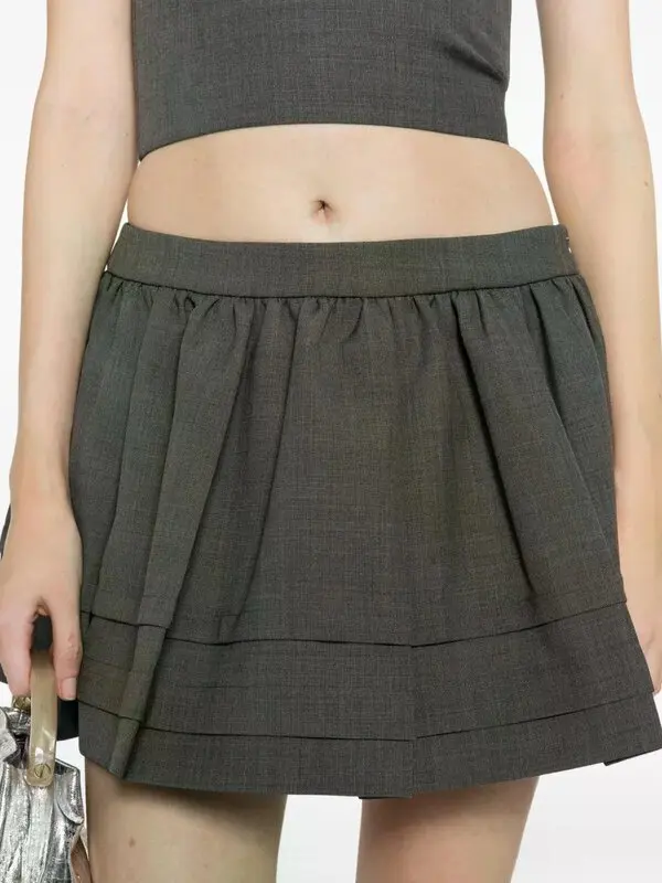 SHUSHU/TONG Mini Pleated Skirt With Ruffle Detail