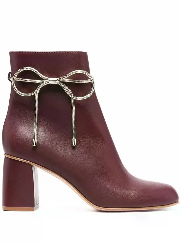 Red Valentino Bow-detail Leather Ankle Boots