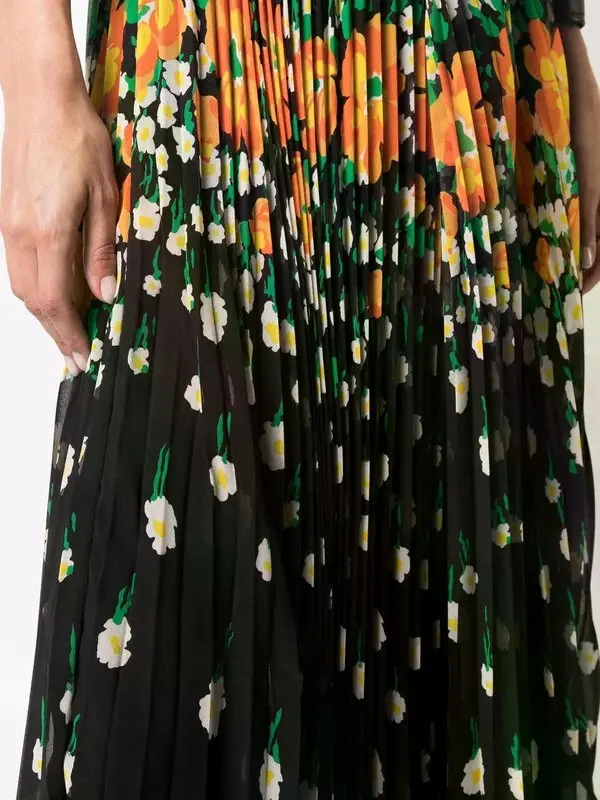 Red Valentino Floral-print Pleated Midi Skirt