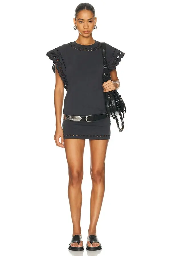 Isabel Marant Orlane Dress In Charcoal - Faded Black
