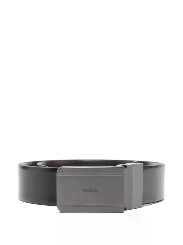 BOSS Leather Belt With Logo Buckle - Black