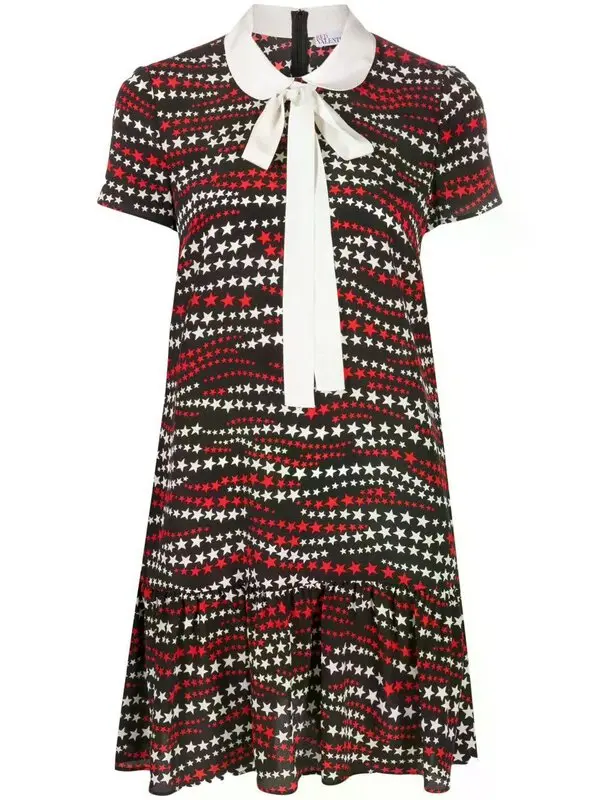 Red Valentino Star-print Short-sleeved Dress - Black