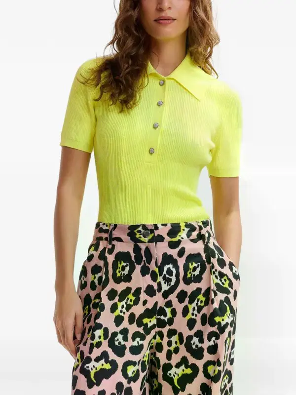 Essentiel Antwerp Jabric Ribbed Polo Top