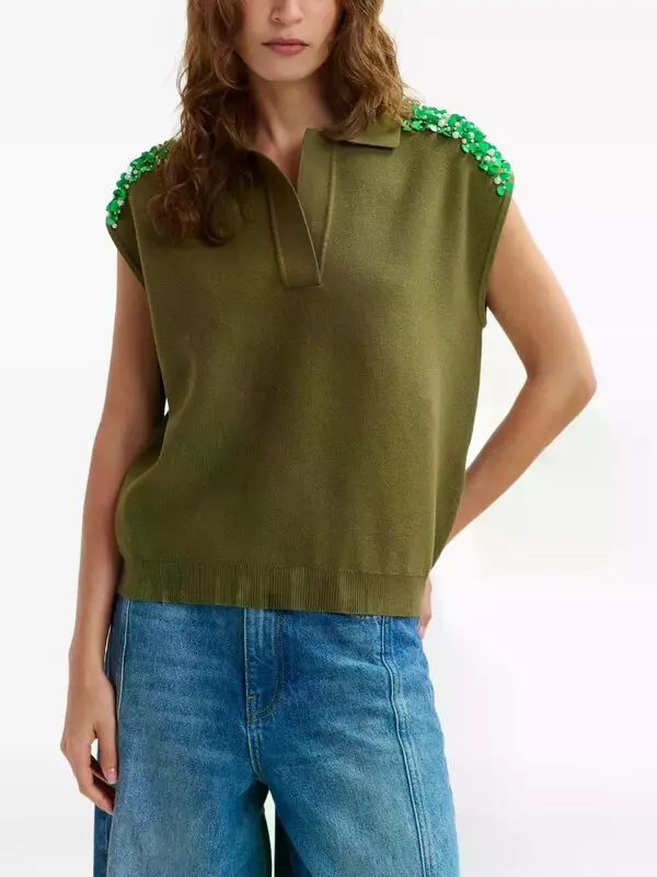 Essentiel Antwerp Beaded Polo Top