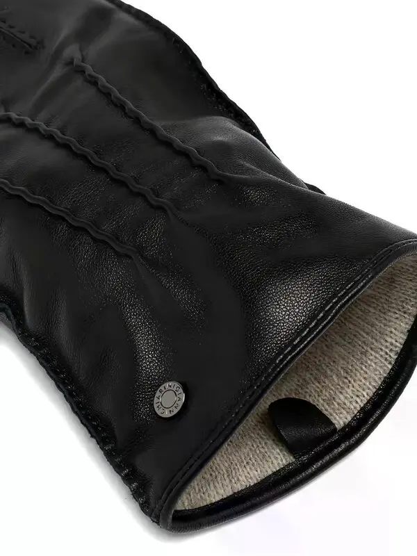 GIANNI CHIARINI Leather Stitched Gloves - Black