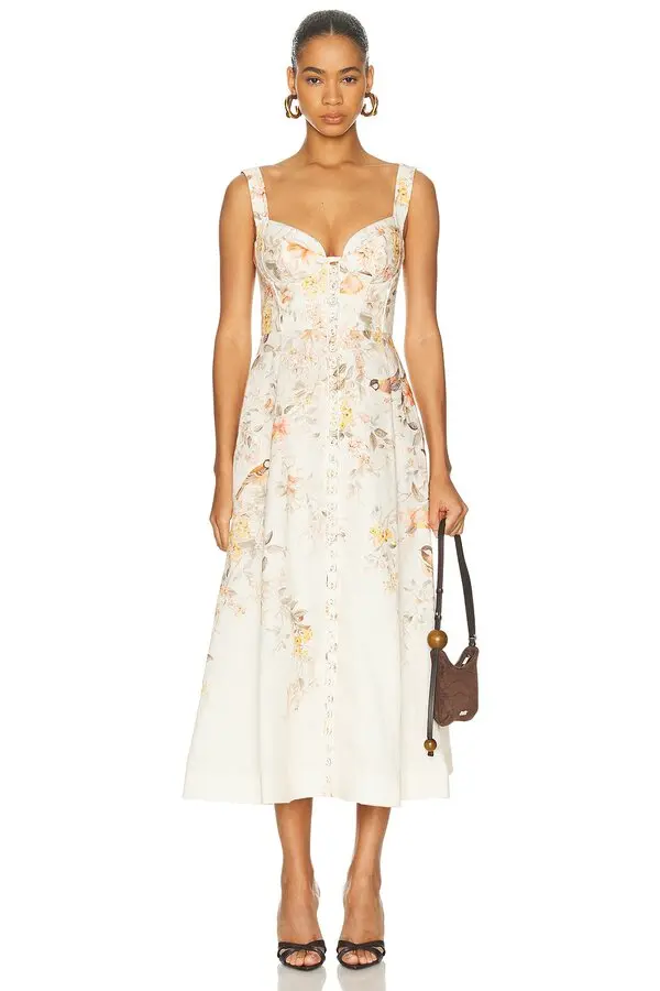 Zimmermann Luna Buttoned Picnic Dress - Cream Songbird