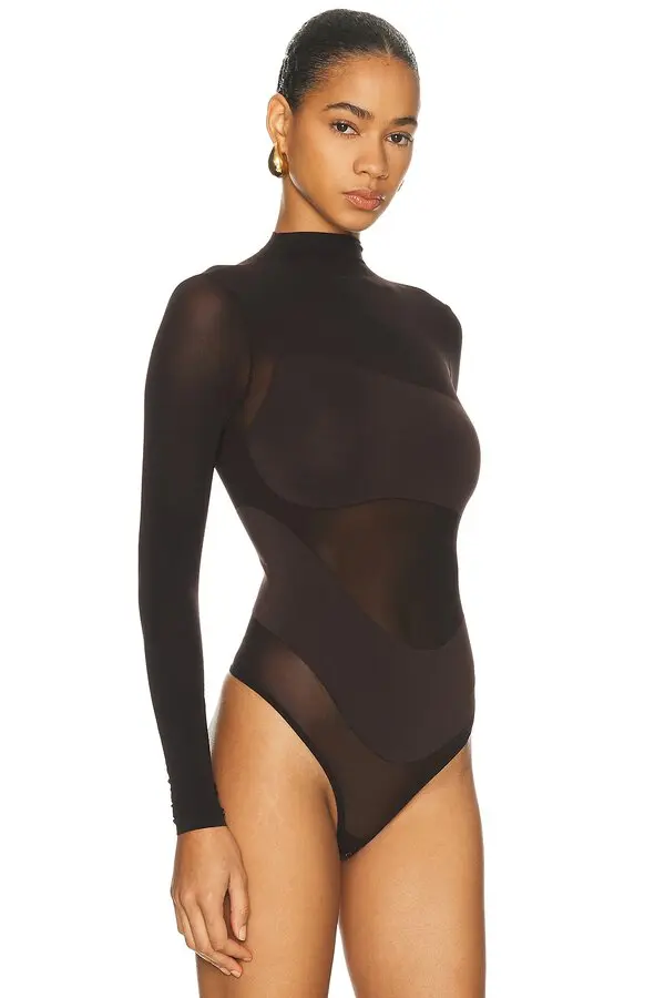 Wolford Shade String Bodysuit In Brown