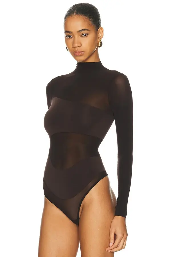 Wolford Shade String Bodysuit In Brown