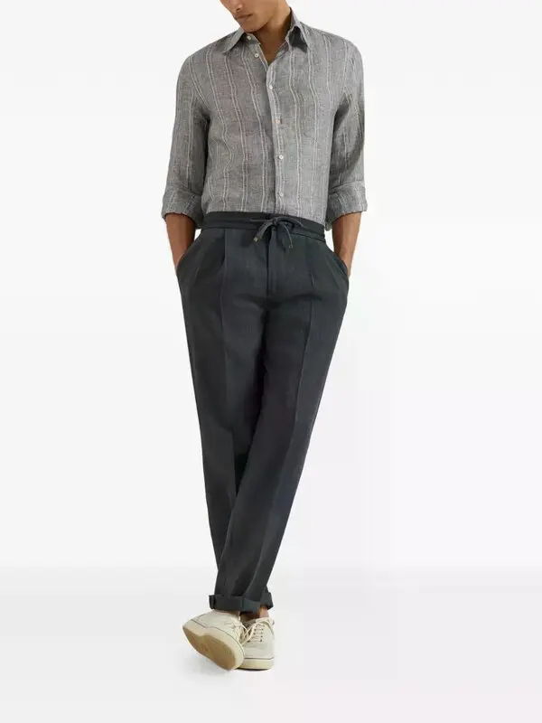 Brunello Cucinelli Pleated Drawstring Trousers - Grey