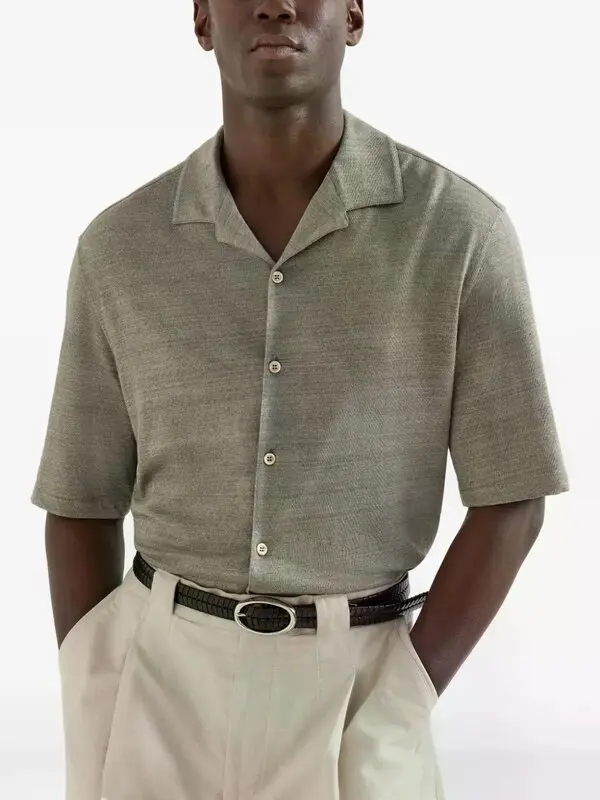Brunello Cucinelli Camp-collar Short-sleeve Shirt - Green