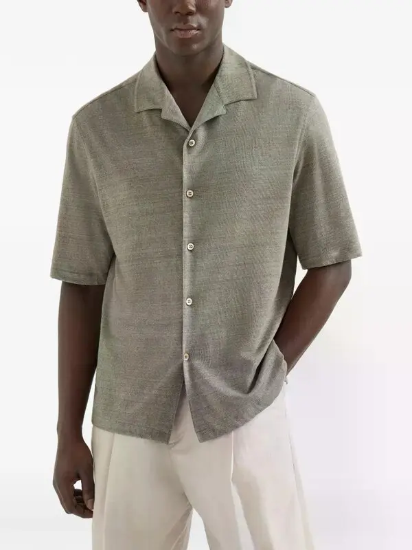 Brunello Cucinelli Camp-collar Short-sleeve Shirt - Green