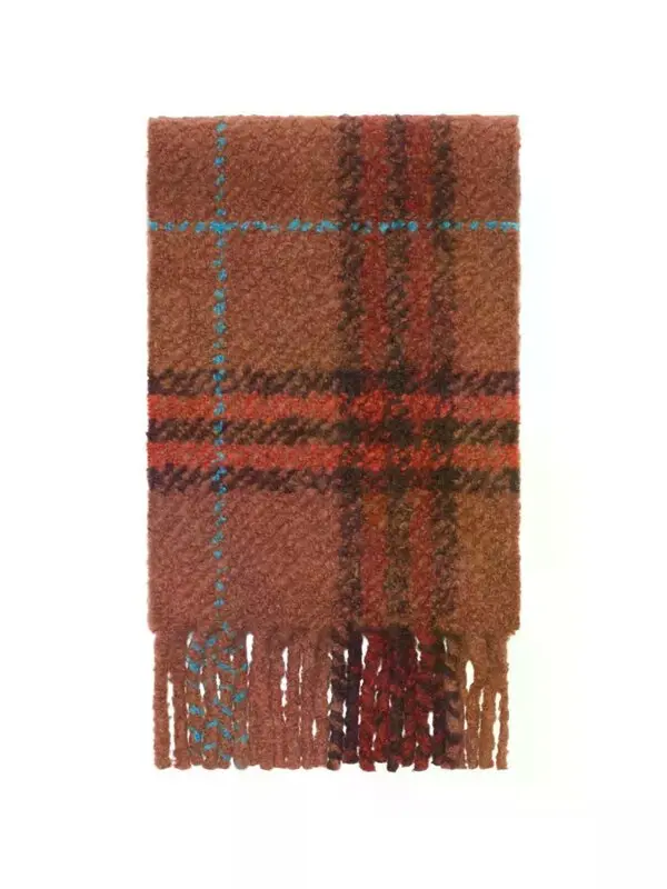 Burberry Check Alpaca Wool Blend Bouclé Scarf - Brown