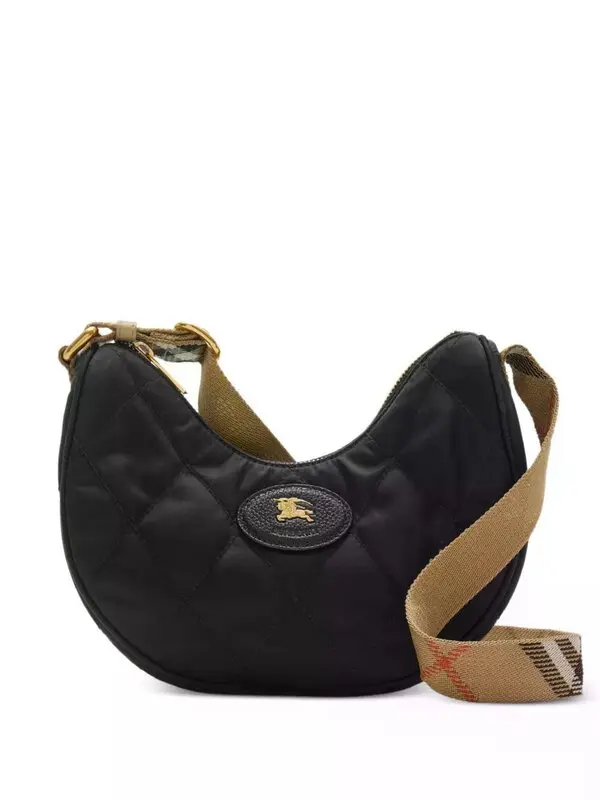 Burberry Horseshoe Quilted Nylon Crossbody Bag - Black