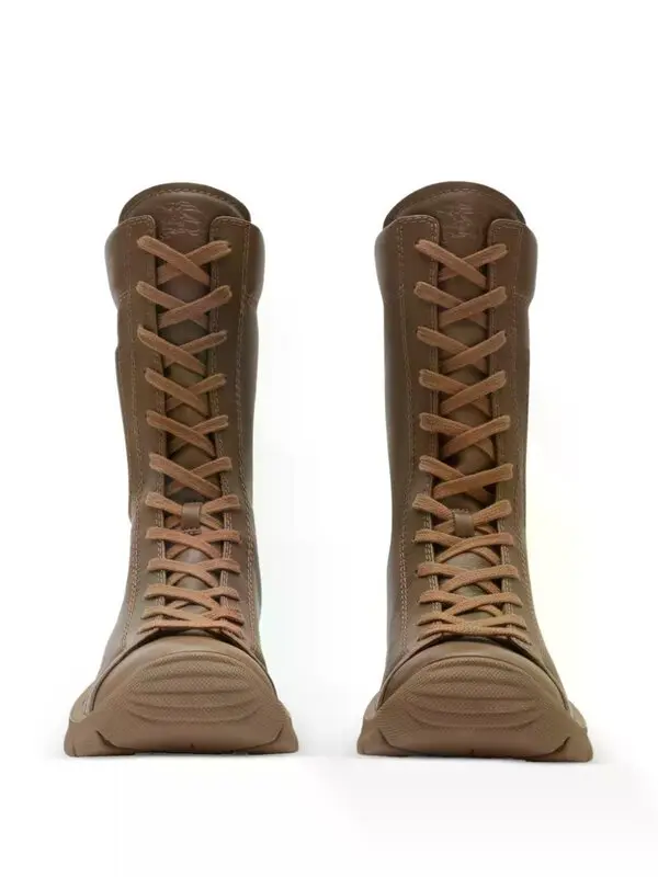 Burberry Leather Combat Boots - Brown