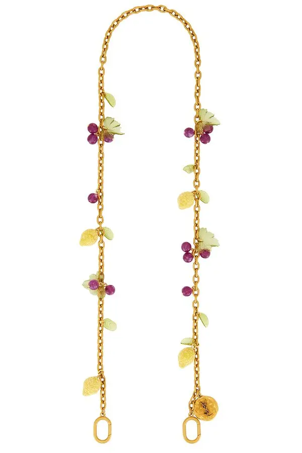 Saint Laurent Lemon Charms Chain In Metallic Gold - Viola  Giallo  & Verde