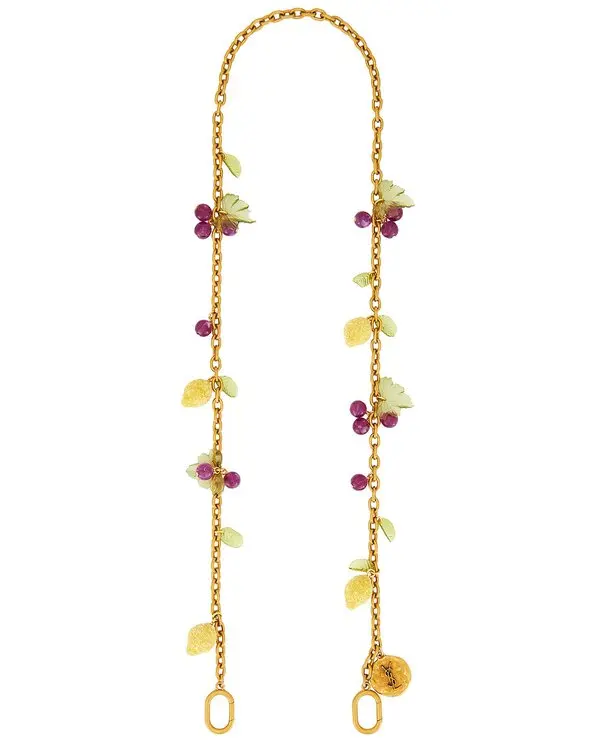 Saint Laurent Lemon Charms Chain In Metallic Gold - Viola, Giallo, & Verde