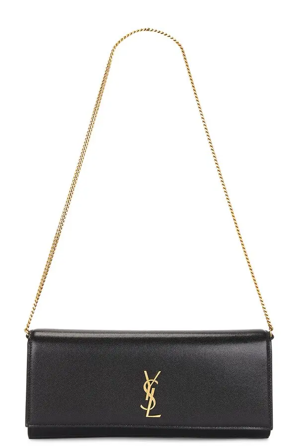 Saint Laurent Kate Clutch On Chain In Black - Noir