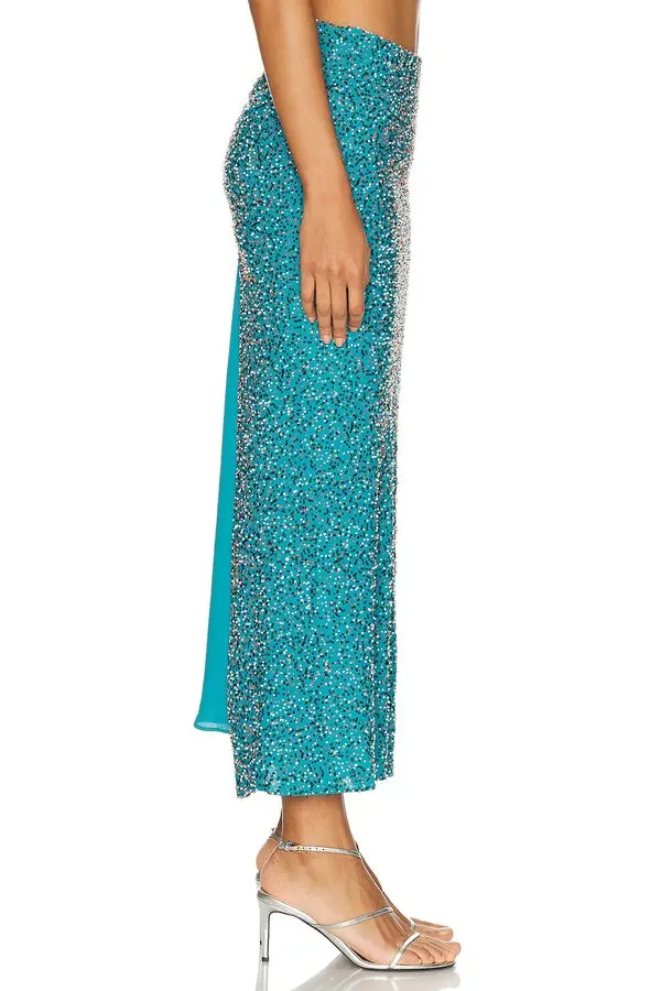 Rabanne Paillette Skirt In Teal