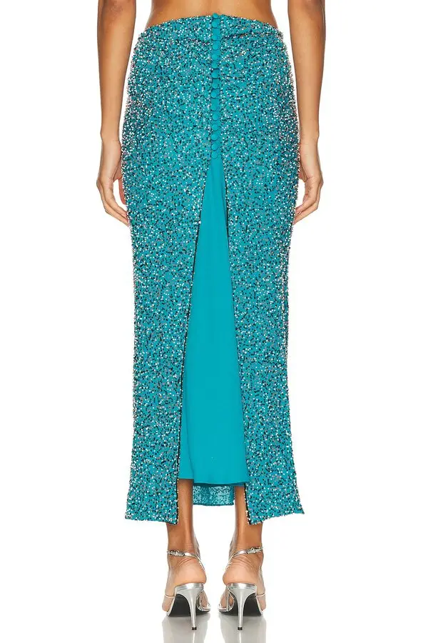 Rabanne Paillette Skirt In Teal