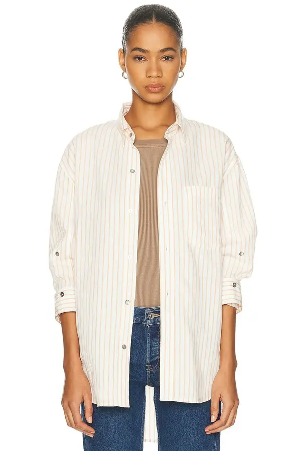 Citizens Of Humanity Kayla Shirt In White,peach - Sherbet Stripe