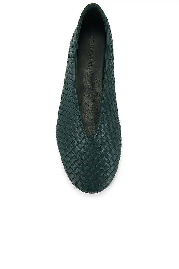 Bottega Veneta Rosa Ballet Flat In Dark Green