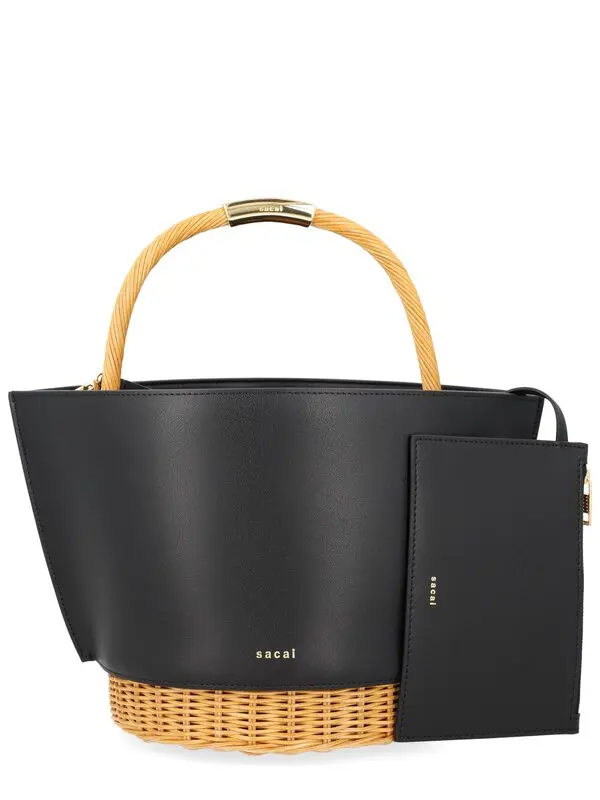 Sacai Leather X Rattan Bucket Bag