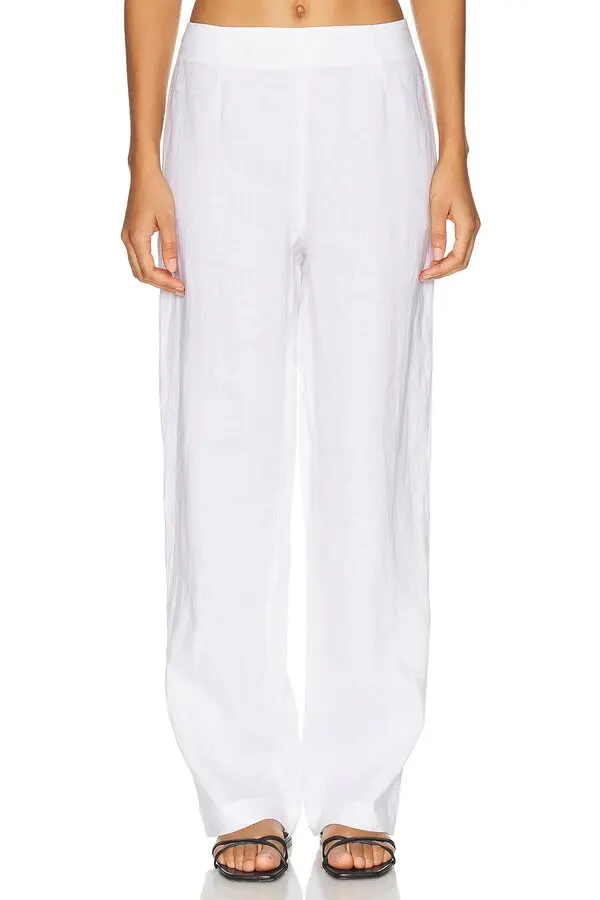 AEXAE Linen Flat Pant - White