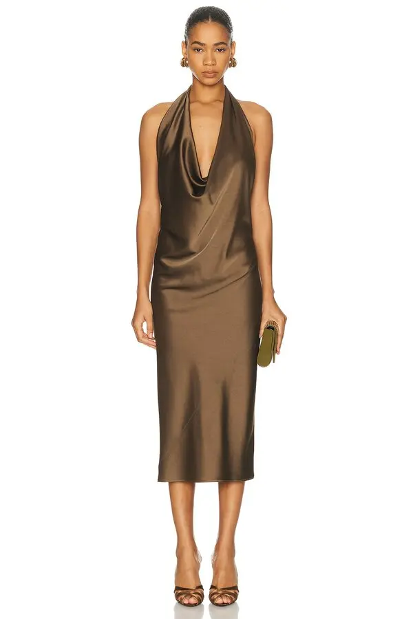 Alejandra Alonso Rojas Draped Halter Dress - Dark Green