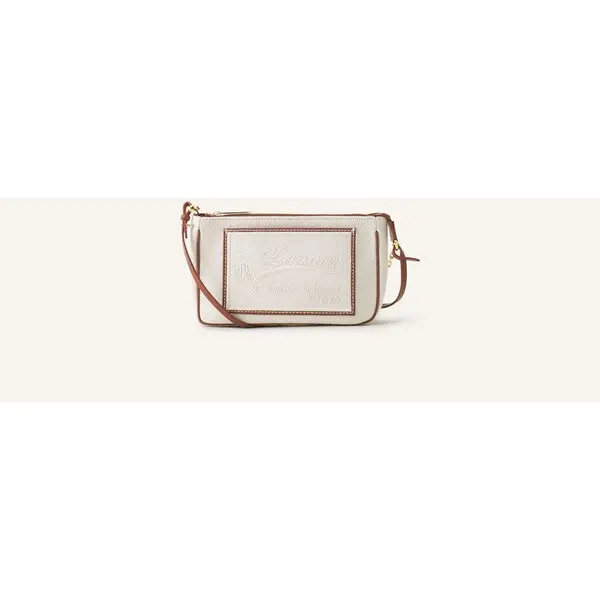LANVIN Compagnon Small Zipped Sholder Bag In Canvas - Ecru/cognac