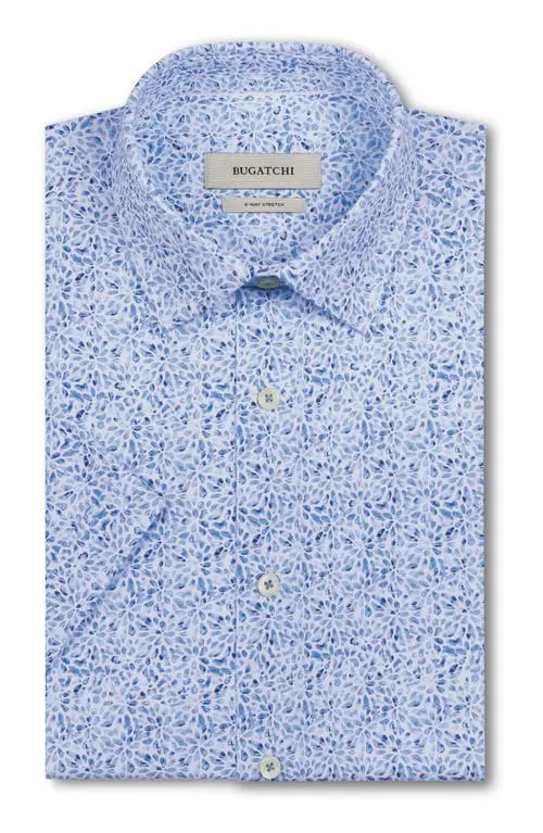 Bugatchi Miles Ooohcotton® Mosaic Print Short Sleeve Button-up Shirt - Classic Blue