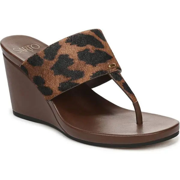Franco Sarto Talea Genuine Calf Hair Wedge Sandal - Brown