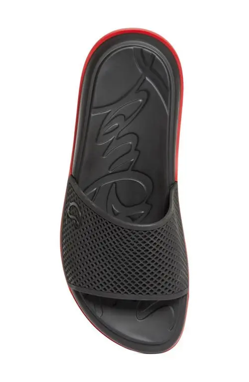CHRISTIAN LOUBOUTIN Rubber Slide Sandal - Black
