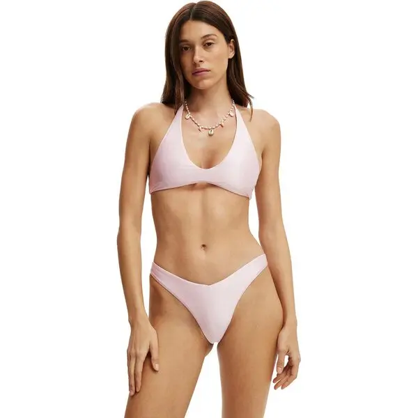 Cotton:on Dip Front High Side Brazilian Bikini Bottom - Cherry Dream Gloss