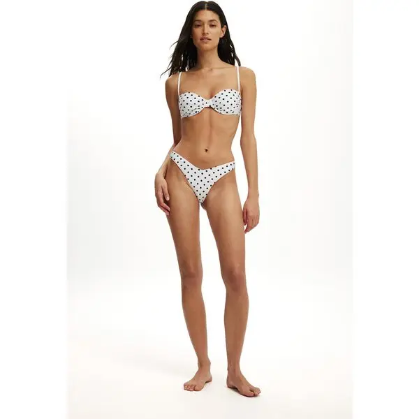 Cotton:on Dip Front High Side Brazilian Bikini Bottom - Missy Spot White Wash