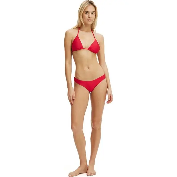 Cotton:on Dip Front High Side Brazilian Bikini Bottom - Spicy Red Shimmer