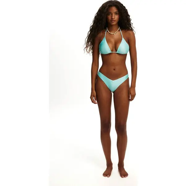 Cotton:on Dip Front High Side Brazilian Bikini Bottom - Tanager Turquoise Gloss