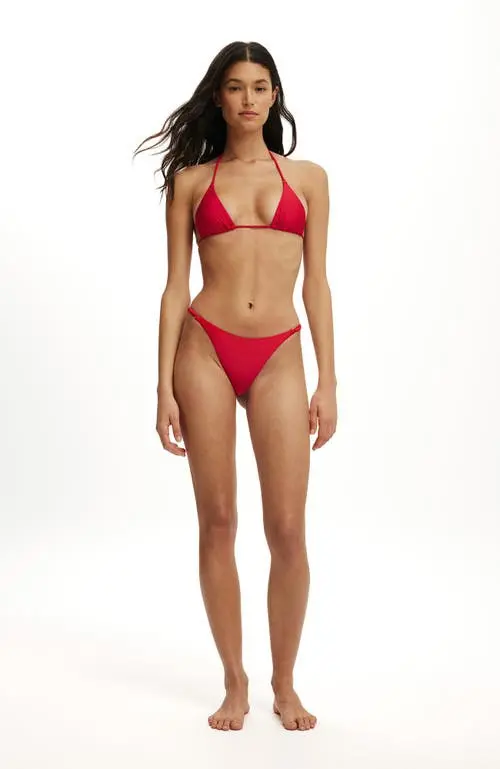 Cotton:on Micro String Thong Bikini Bottom - Spicy Red Shimmer