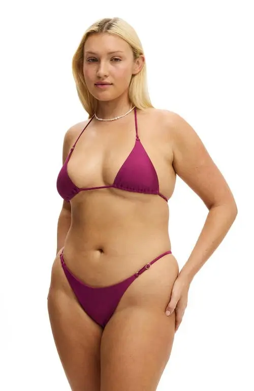 Cotton:on Micro String Triangle Bikini Top - Crushed Berry Shimmer