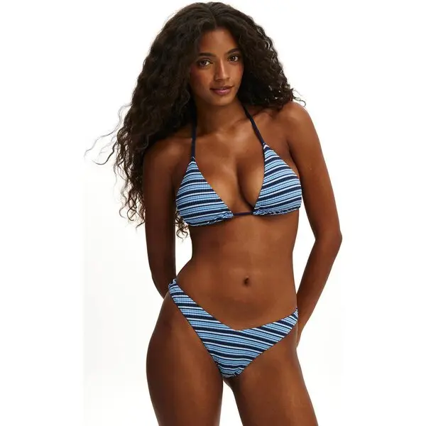 BODY Triangle Bikini Top - Ella Stripe Rib Navy