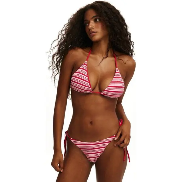 BODY Triangle Bikini Top - Ella Stripe Rib Red