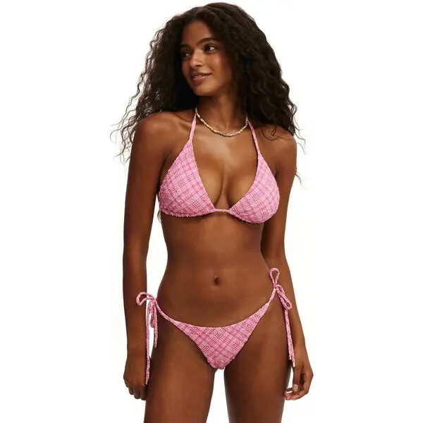 BODY Triangle Bikini Top - Tessa Check Pink Texture