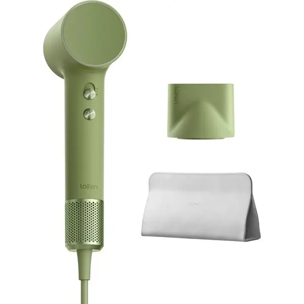LAIFEN Swift Mini Hair Dryer With 1 Nozzle And Travel Bag - Green