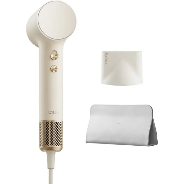 LAIFEN Swift Mini Hair Dryer With 1 Nozzle And Travel Bag - White