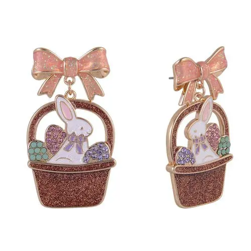 HALLMARK Easter Basket With Bunny Drop Earrings - Brown
