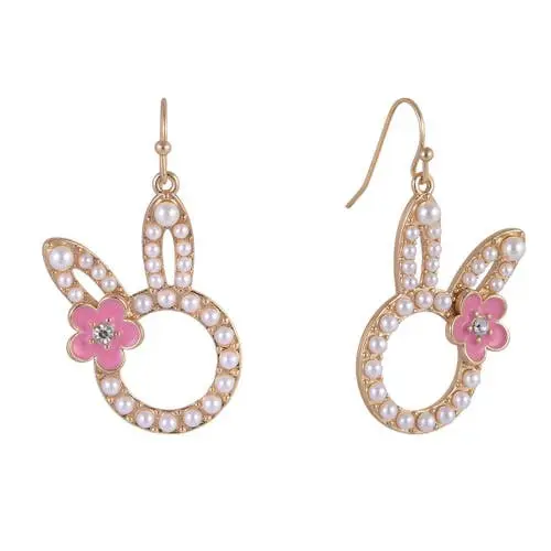 HALLMARK Bunny Silhouette Dangle Earrings - White
