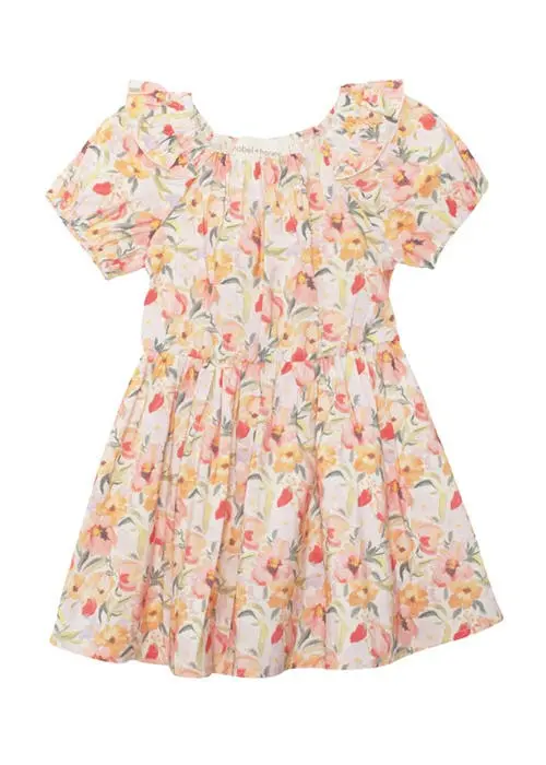 MABEL + HONEY Blooming S Short Gathered Sleeve Dress - Floral