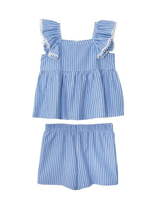 MABEL + HONEY Piper Ruffled Tank Two Piece Set - Blue